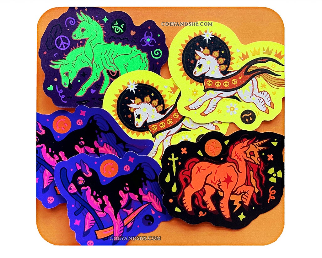 Coey: Apocalypse Ponies (Fluorescent Stickers) | Coey & Shy Shop